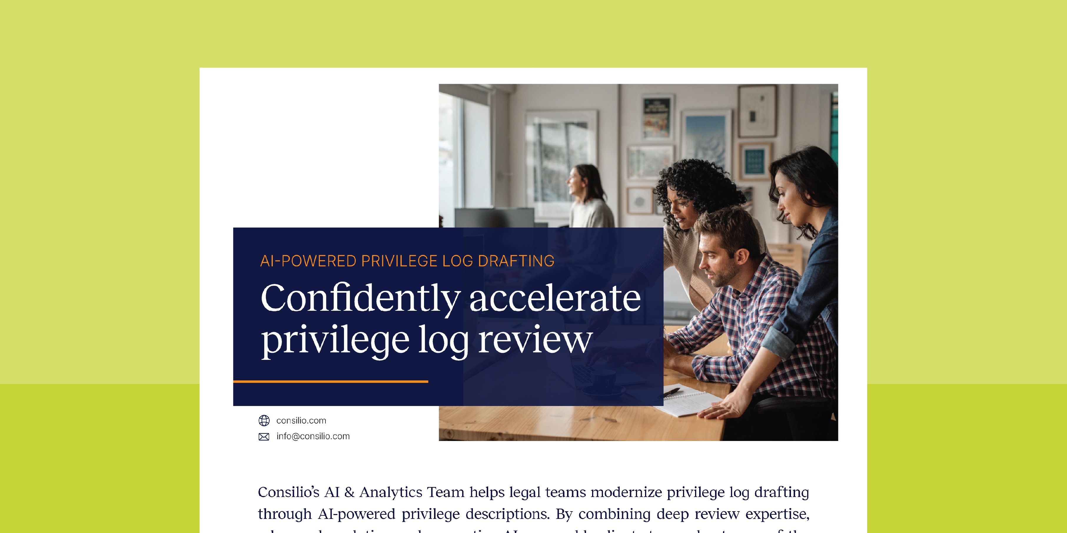 Consilio | Fact Sheet: AI-Powered Privilege Log Drafting